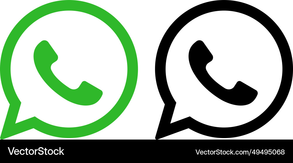 Whatsapp icons set flat line popular Royalty Free Vector