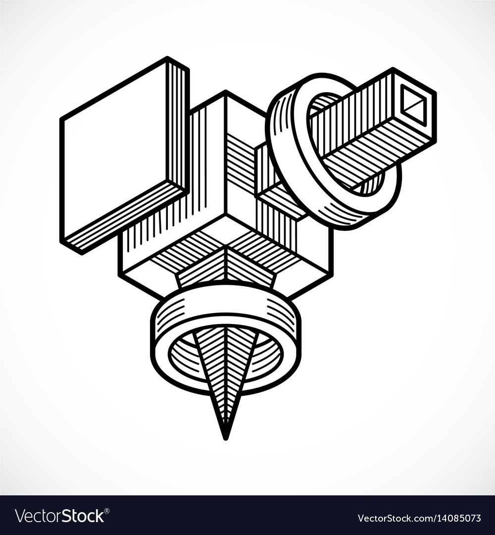3d engineering abstract shape made using cubes Vector Image