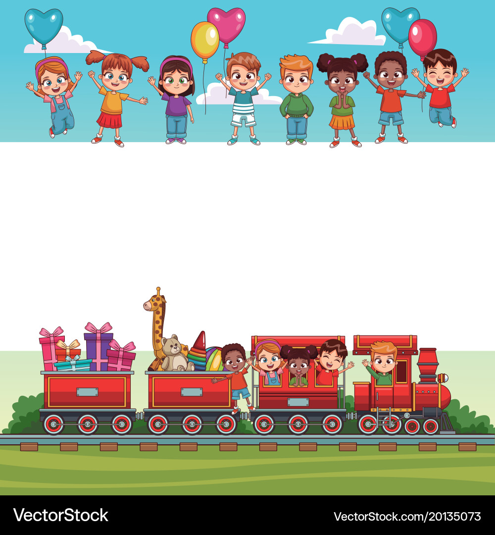 Beautiful kids cartoon blank frame Royalty Free Vector Image