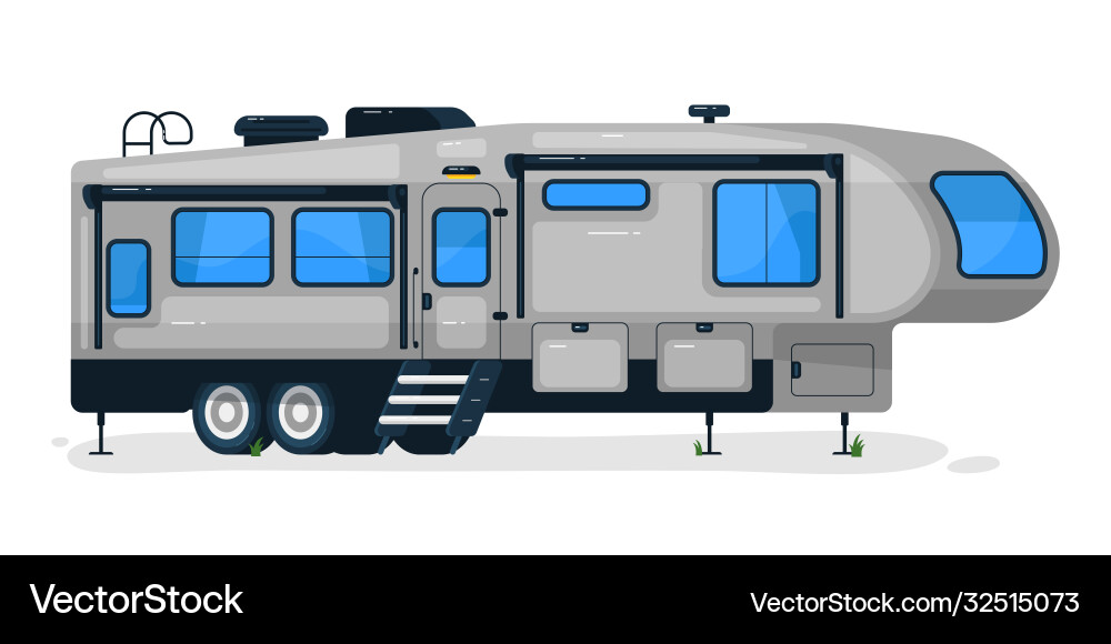 Big camping trailer isolated camper vehicle Vector Image