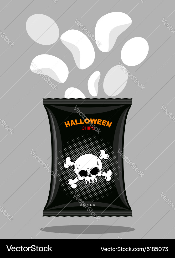 Chips with a taste of bones snacks for scary Vector Image