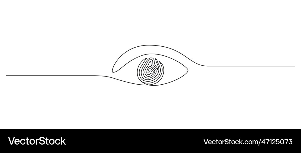 Fingerprint in eye in one continuous line drawing Vector Image