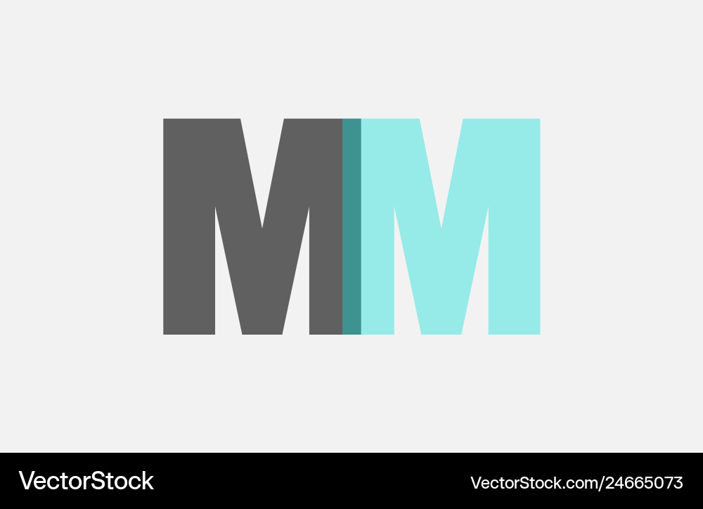 Grey pastel blue alphabet letter combination mm m Vector Image