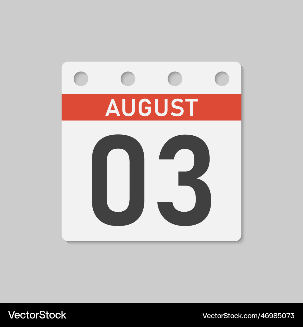 Icon page calendar day - 2 august Royalty Free Vector Image