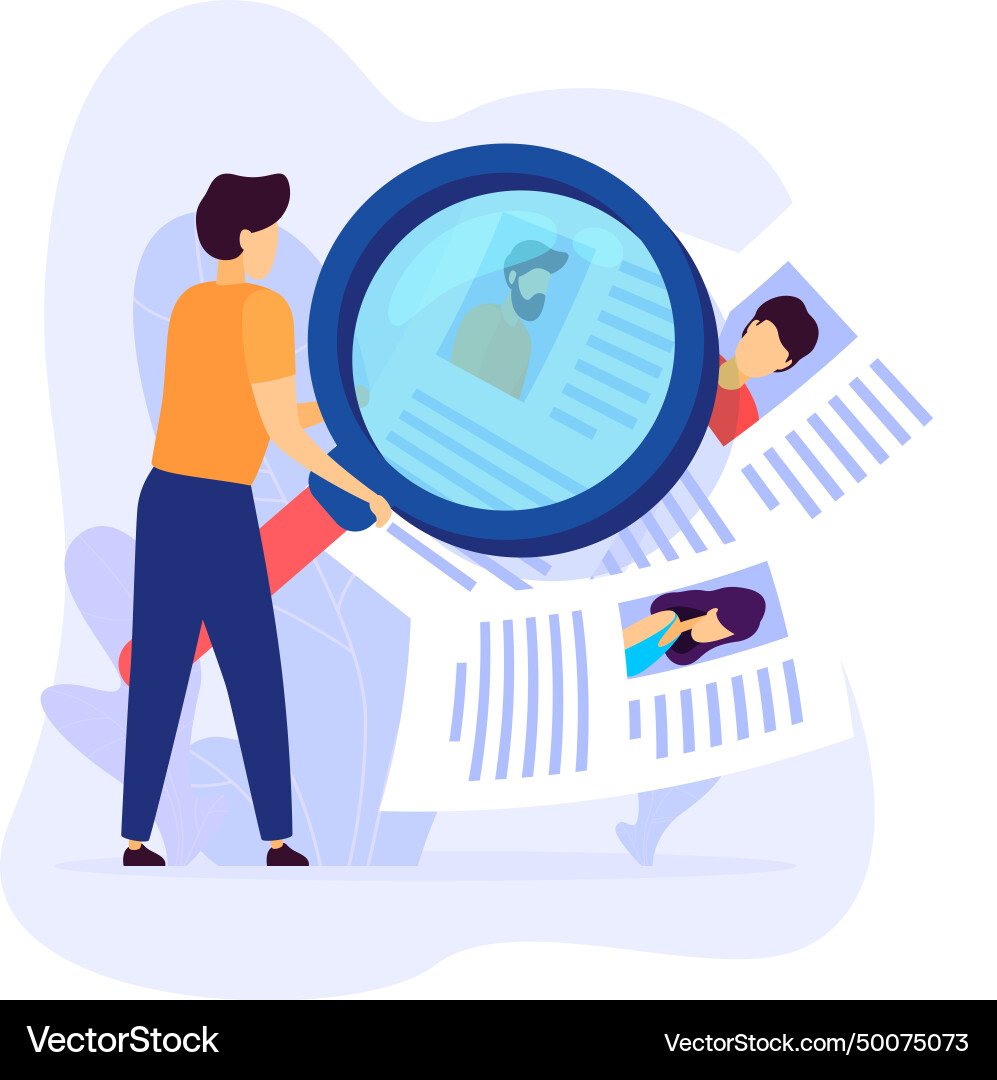 Job recruiter studying candidate profiles Vector Image