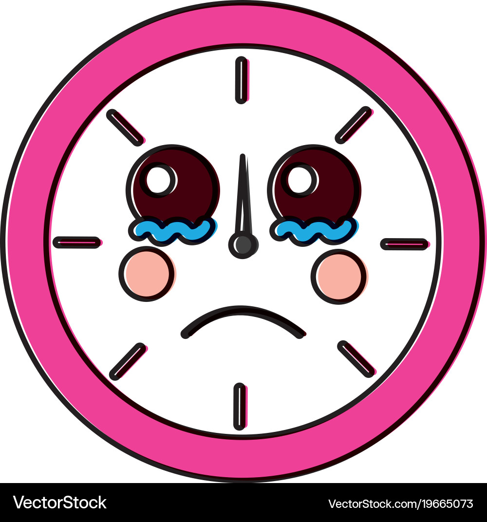 Kawaii round clock time cartoon character Vector Image