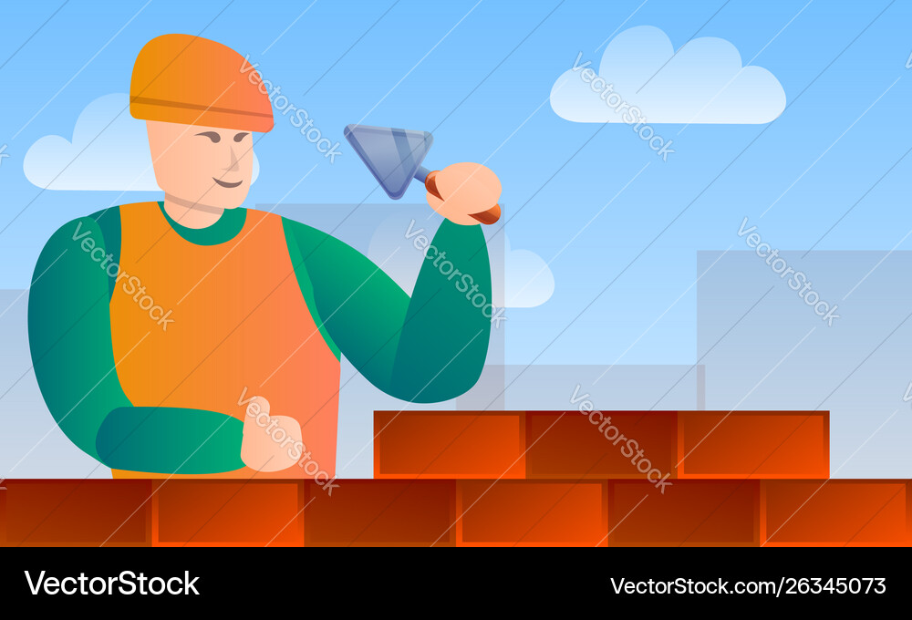 Masonry worker tools concept banner cartoon style Vector Image
