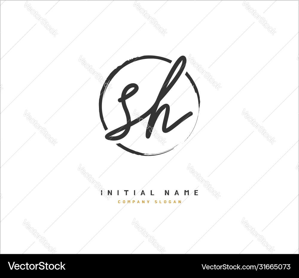 S h sh beauty initial logo handwriting Royalty Free Vector