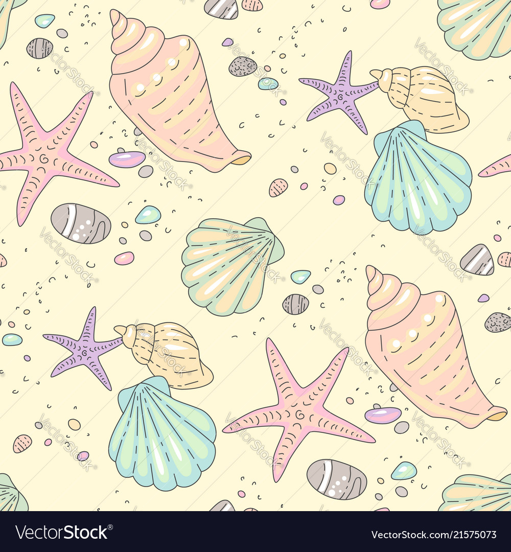 Seashells Seamless Pattern Royalty Free Vector Image