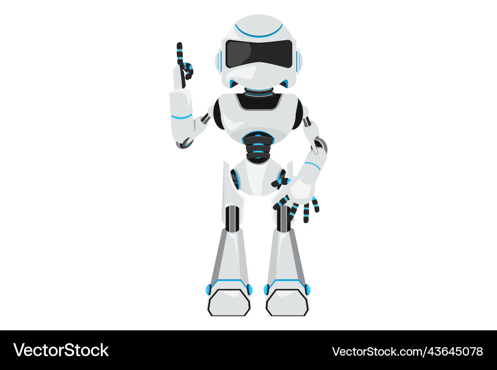 Business flat drawing robot pointing up finger Vector Image