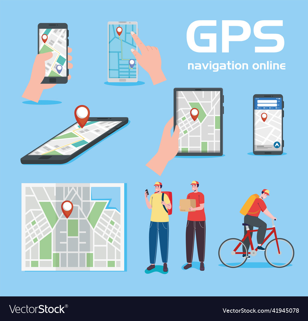 Eight gps service icons Royalty Free Vector Image