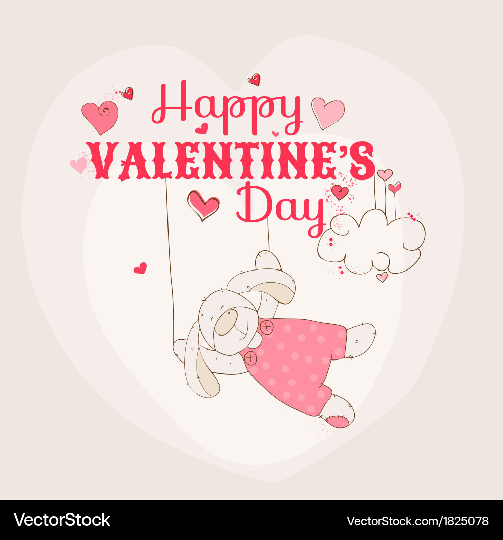 Happy valentines day card - bunny theme Royalty Free Vector