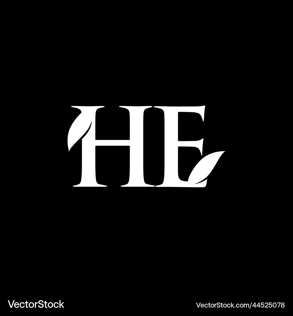 He logo leaf nature green Royalty Free Vector Image
