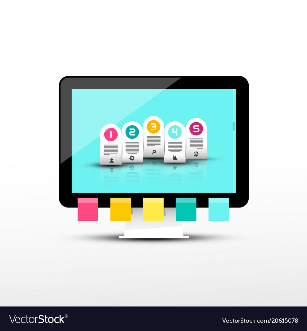 Infographic layout on computer screen labels Vector Image