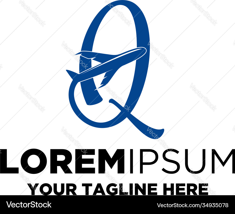 Letter q with plane logo Royalty Free Vector Image