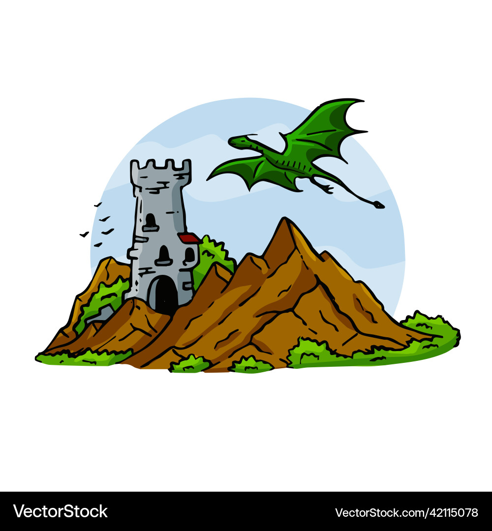 Magic tower in mountains medieval fortress Vector Image