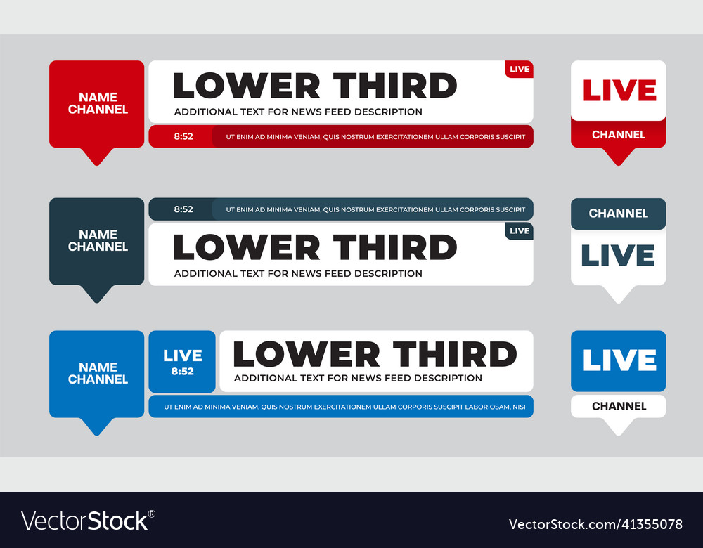 Rectangular news line triangular leg lower third Vector Image