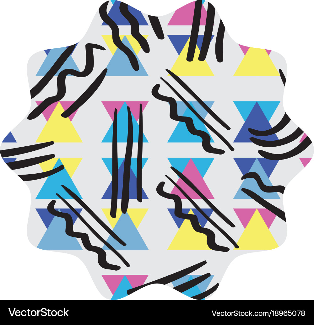 Star with geometric memphis style background Vector Image