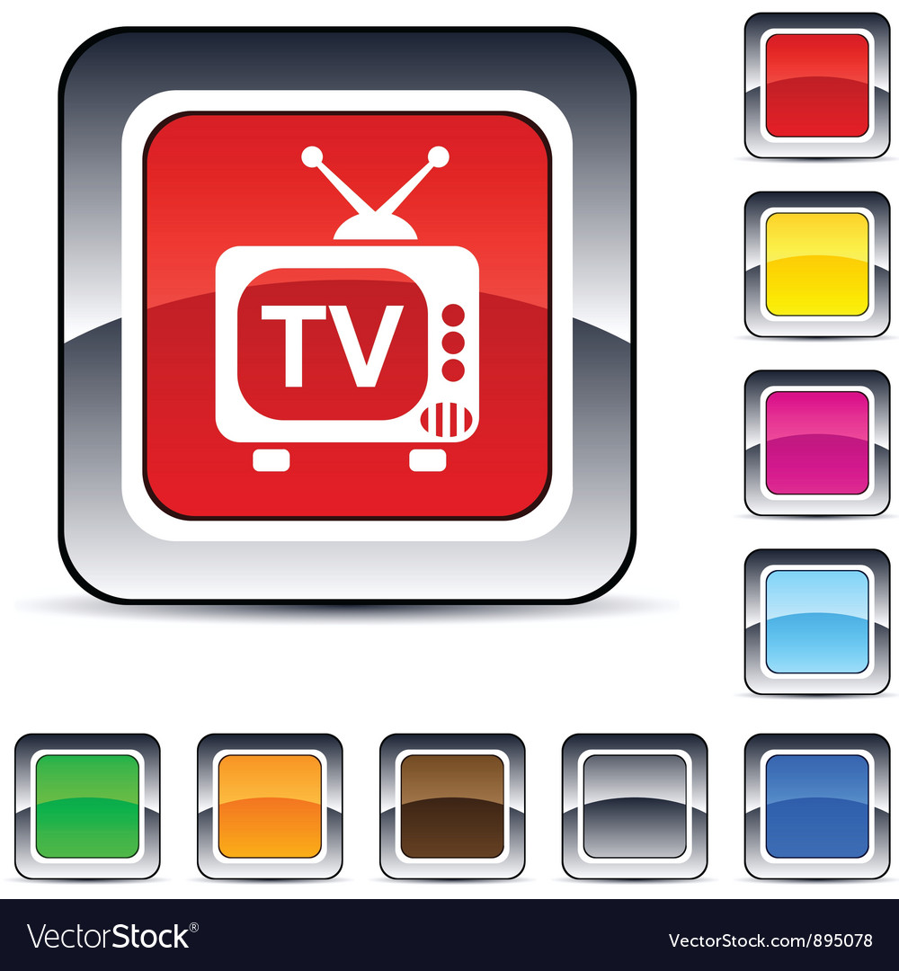 Tv square button Royalty Free Vector Image - VectorStock