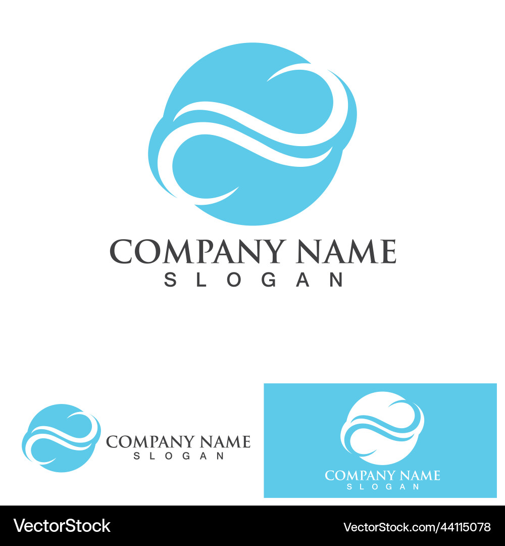 Water Wave Logo Template - Aqua & Blue Vector Image