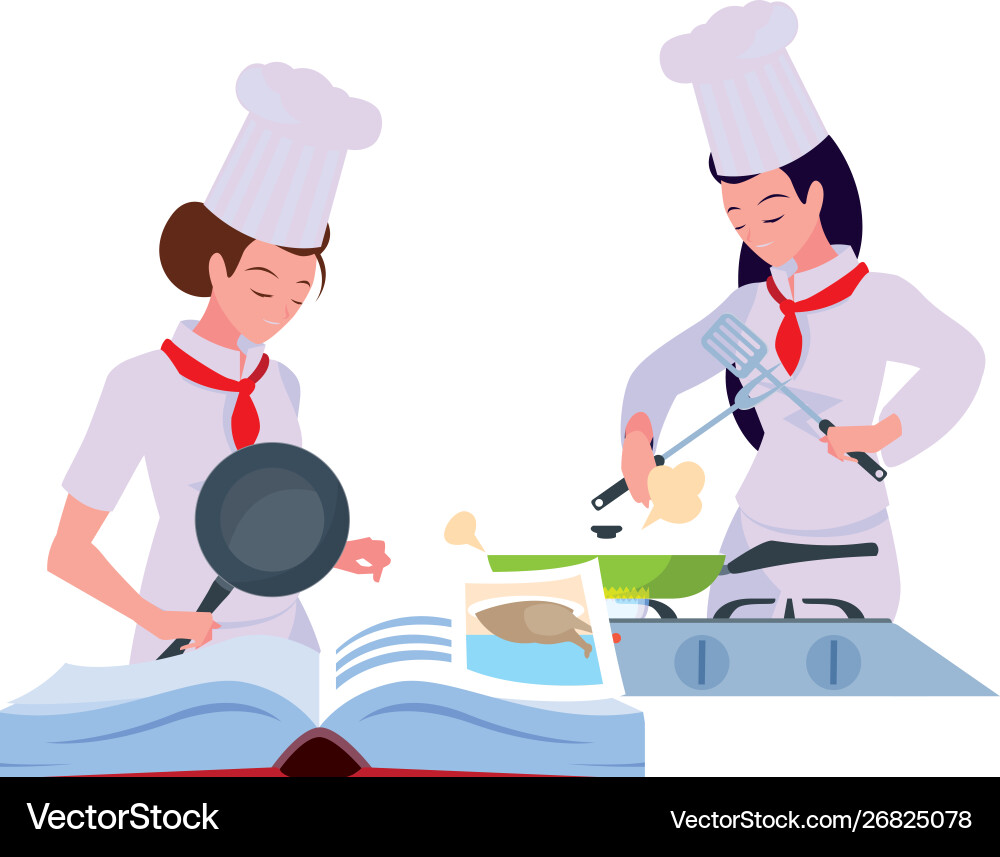 Women characters chef cooking Royalty Free Vector Image