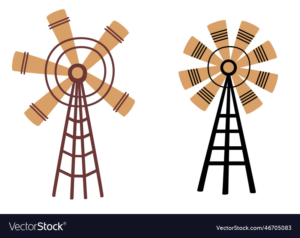 0280 windmill Royalty Free Vector Image - VectorStock