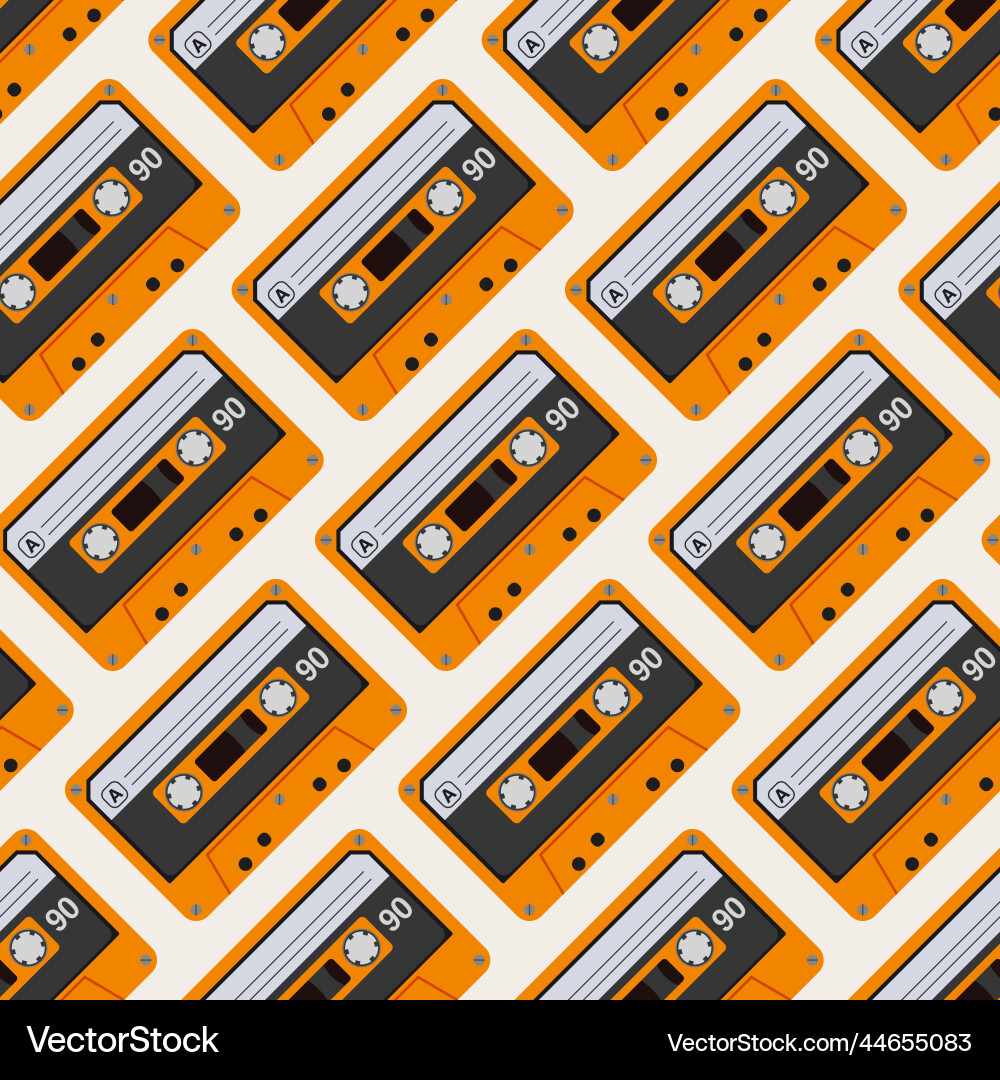 Audio tapes seamless pattern Royalty Free Vector Image