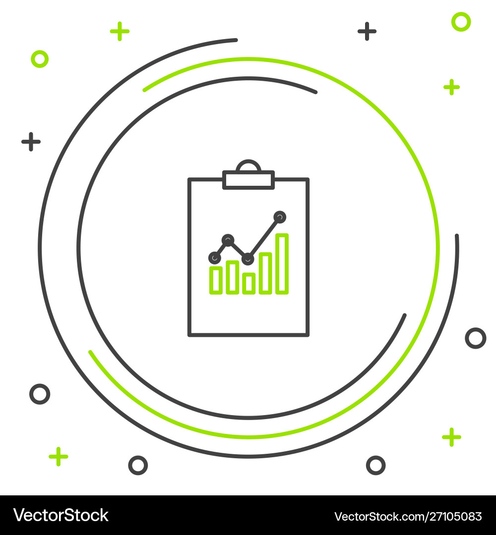 Black and green line clipboard with graph chart Vector Image