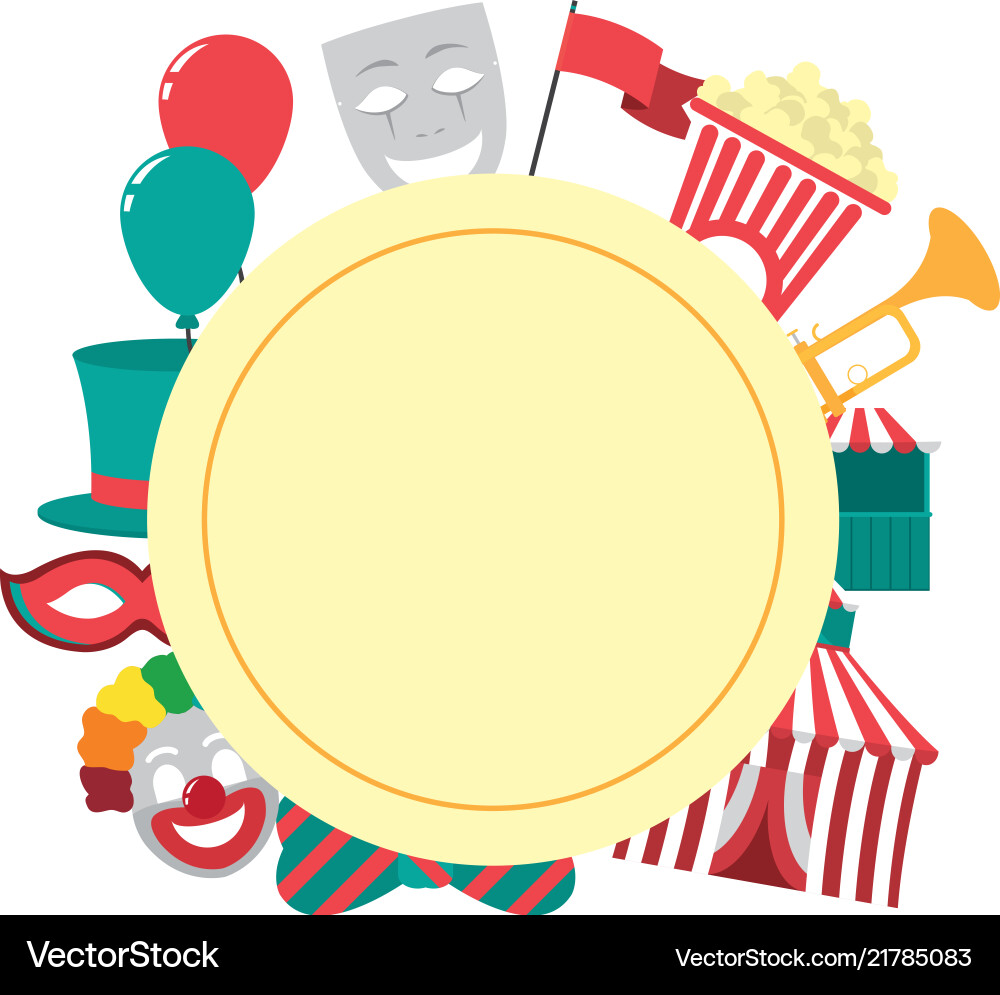 Circle emblem with carnival entertainment party Vector Image