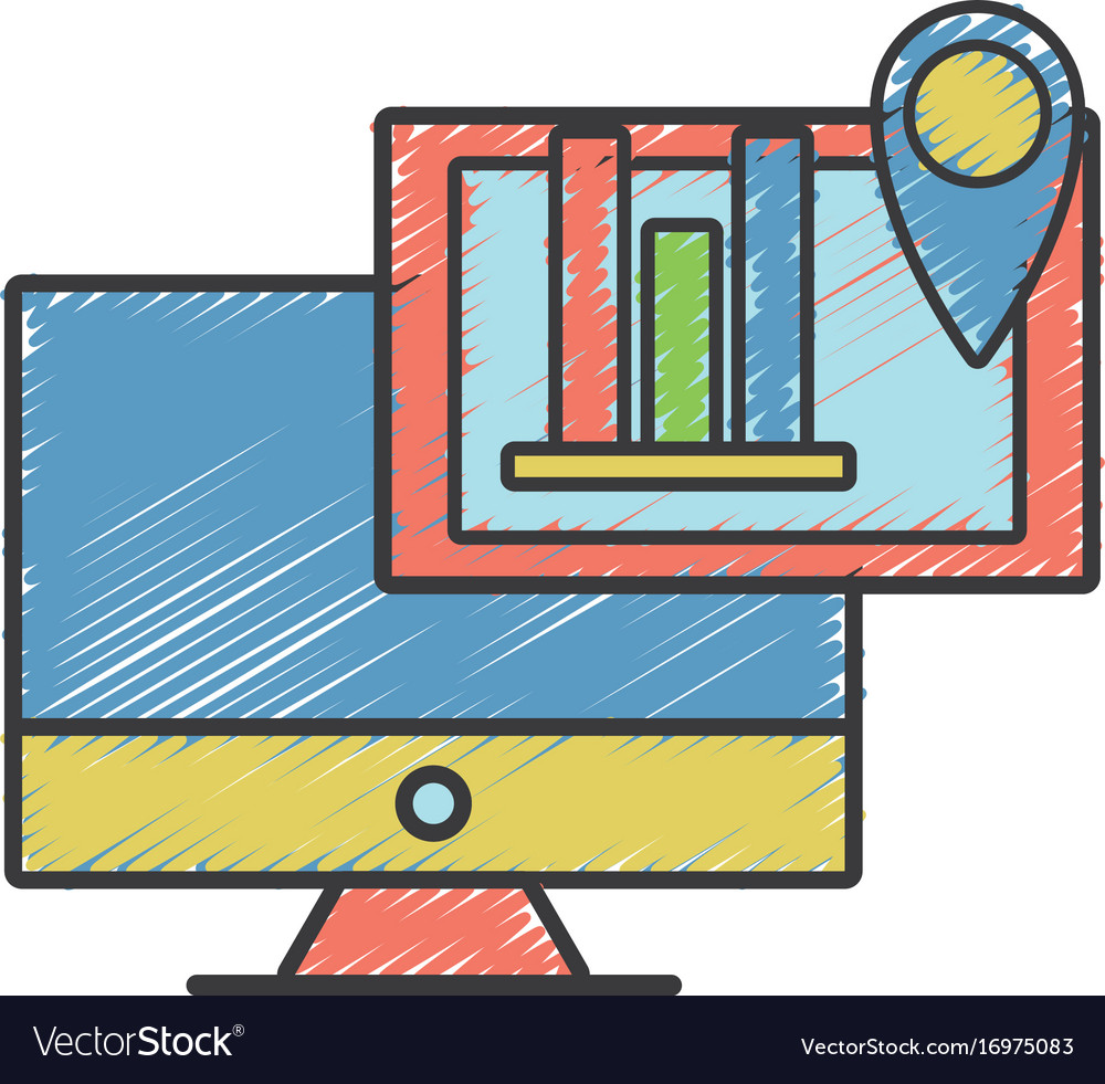 Computer with company document and statistics Vector Image