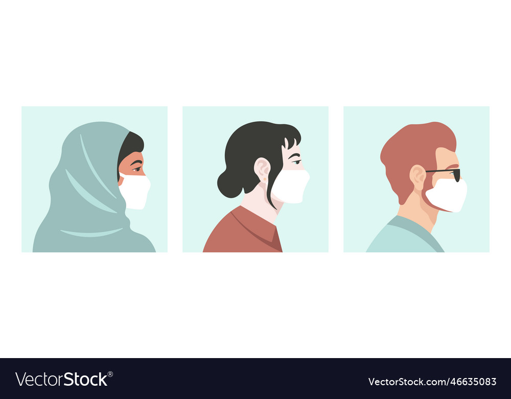Covid 19 people wearing protective masks girl Vector Image