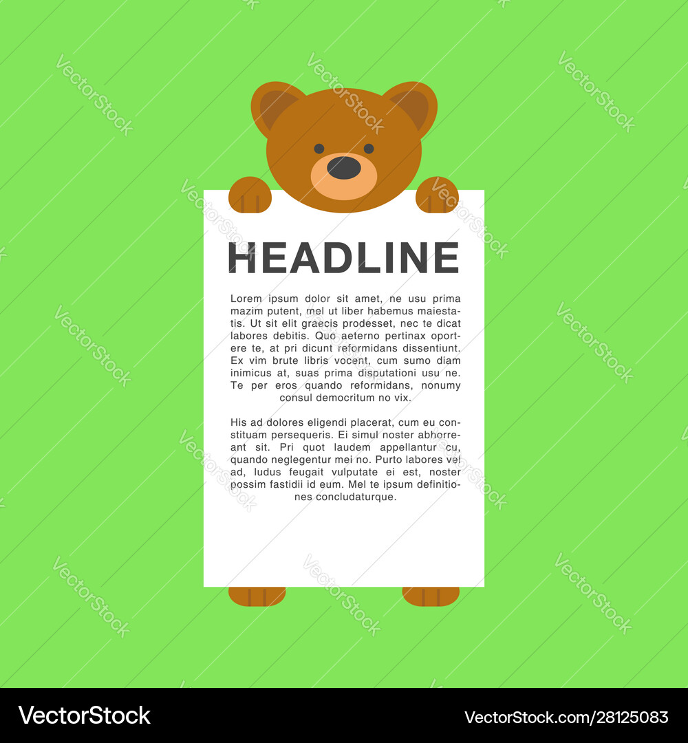 Cute round bear cartoon carry blank white text Vector Image