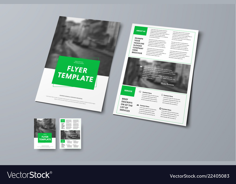 Flyer design with rectangular green elements and Vector Image