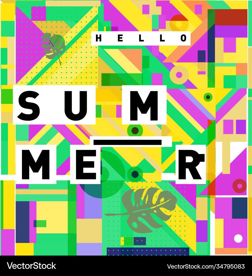 Geometric memphis summer collection poster design Vector Image
