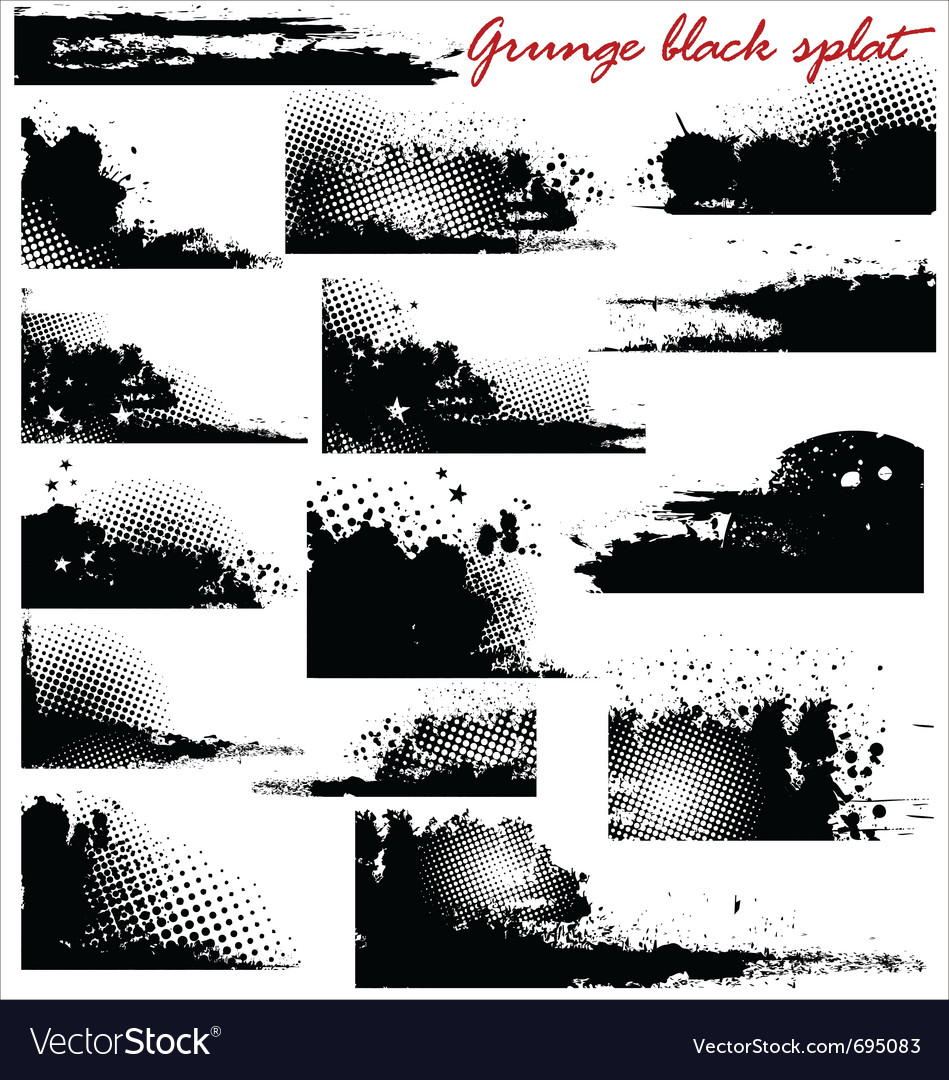 Grunge black splat - set Royalty Free Vector Image