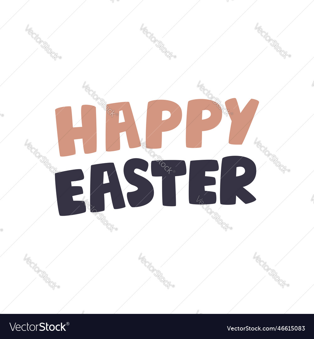 Happy Easter Handwritten Lettering Design Isolated