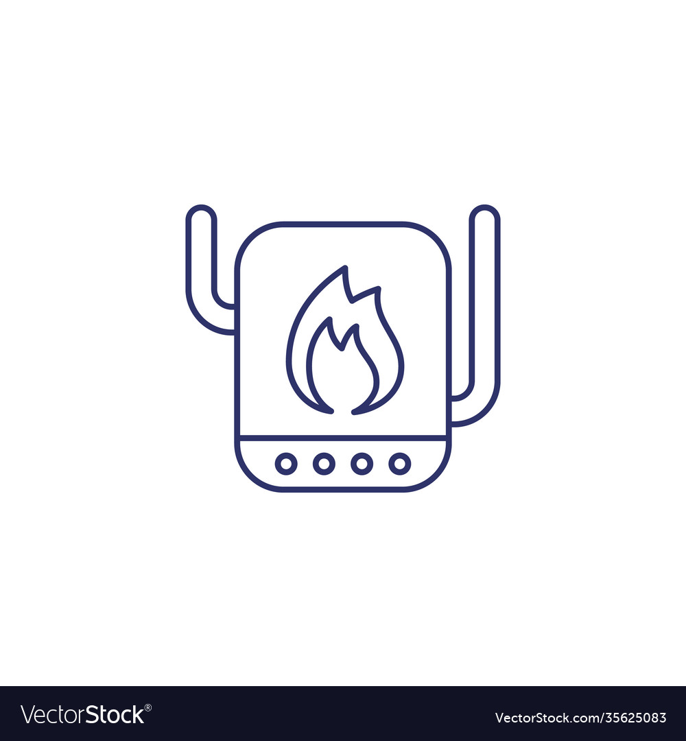 Heating system icon line Royalty Free Vector Image