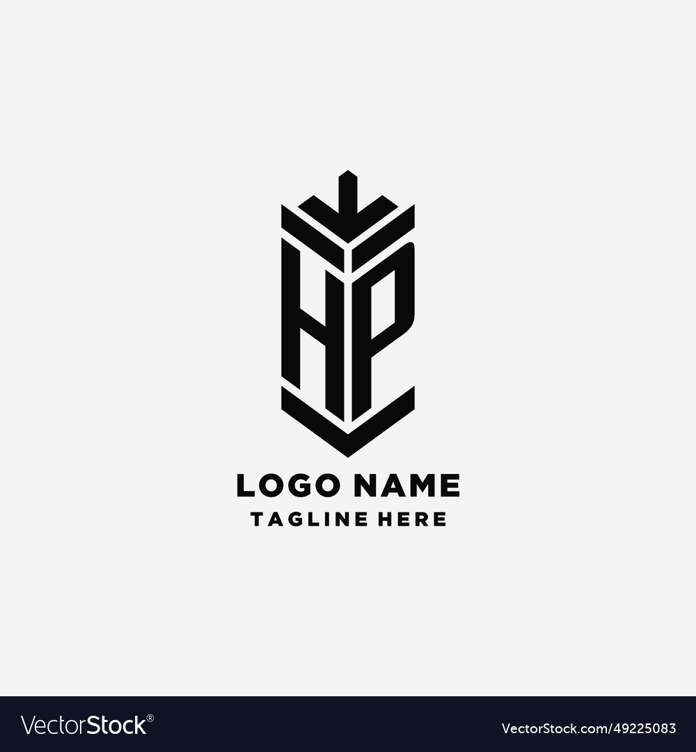 Initials hp shield logo design creative monogram Vector Image