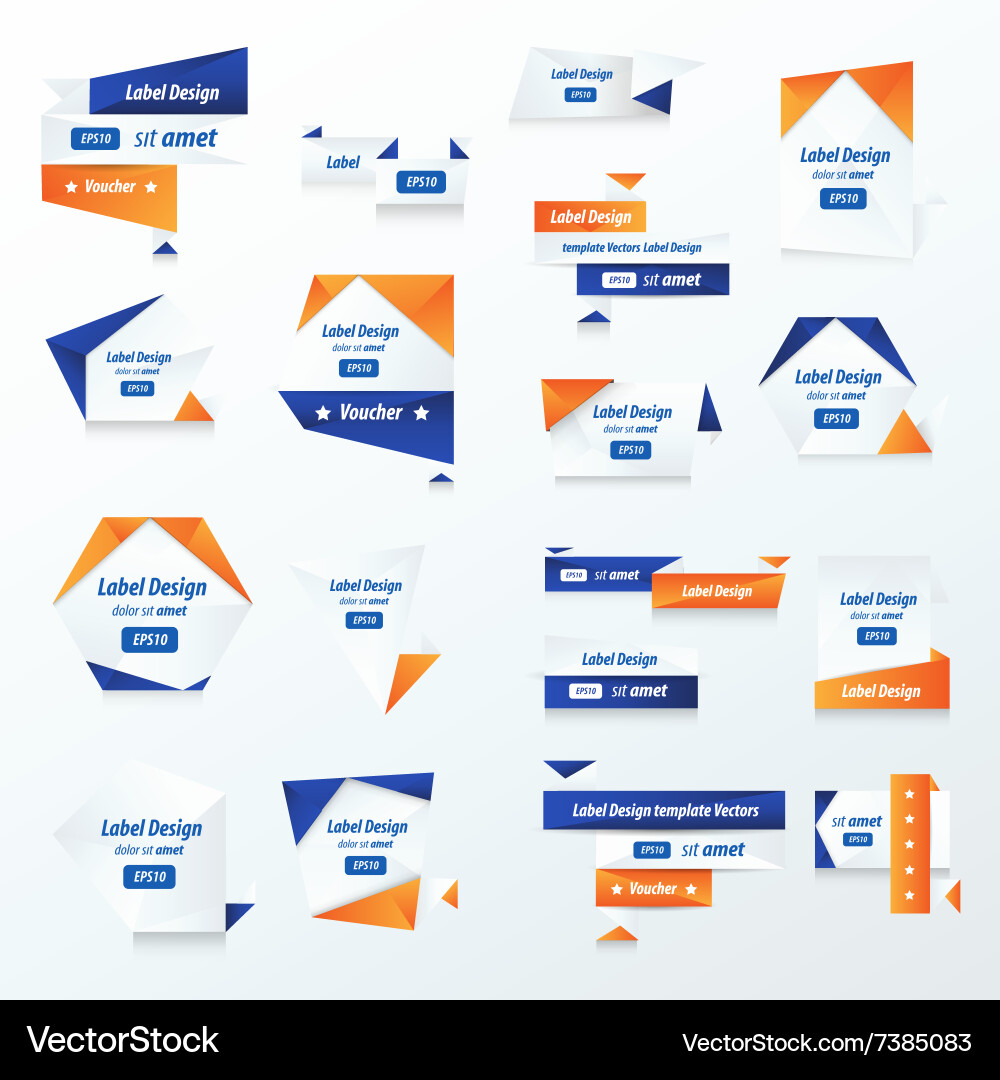 Label design origami styles Royalty Free Vector Image