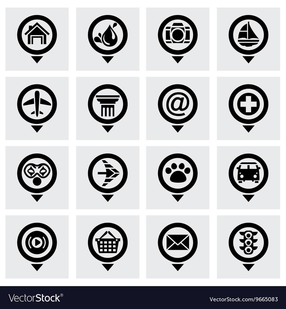 Map pointer icon set Royalty Free Vector Image Map pointer icon set Royalty Free Vector Image