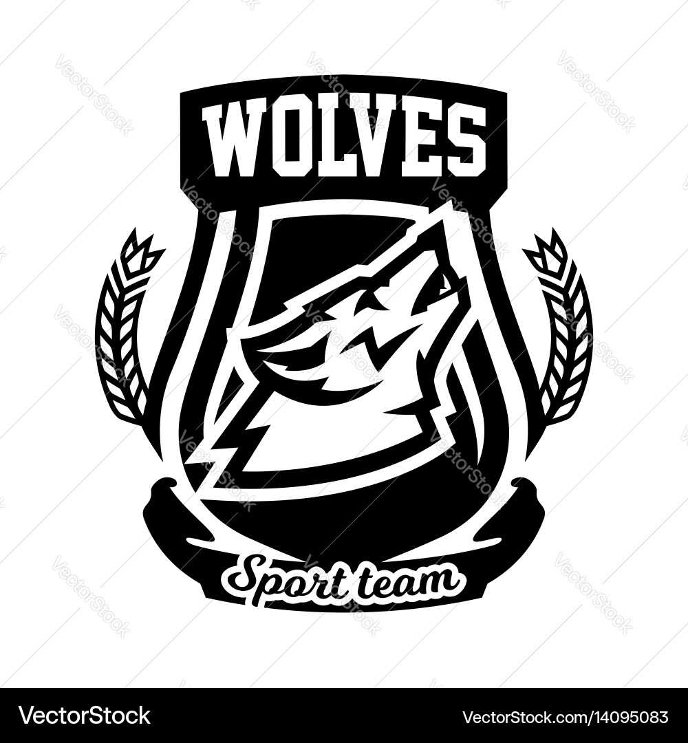 Monochrome logo emblem howling wolf Royalty Free Vector