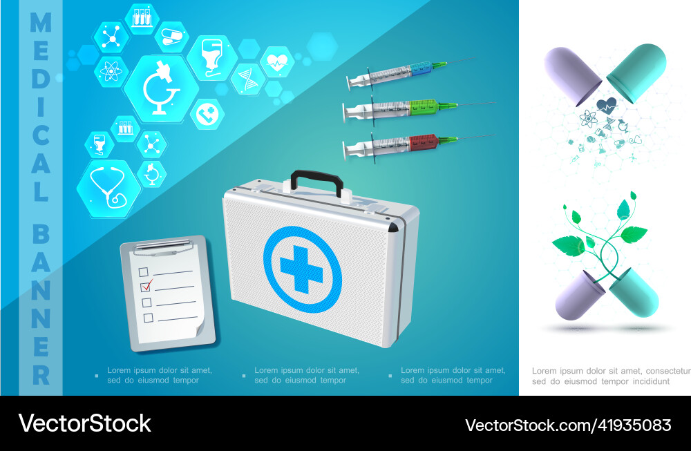 Realistic medicine colorful composition Royalty Free Vector