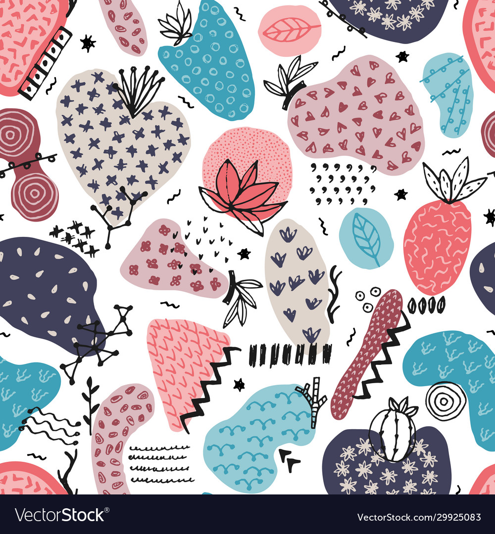 Seamless pattern with hand drawn abstract Vector Image
