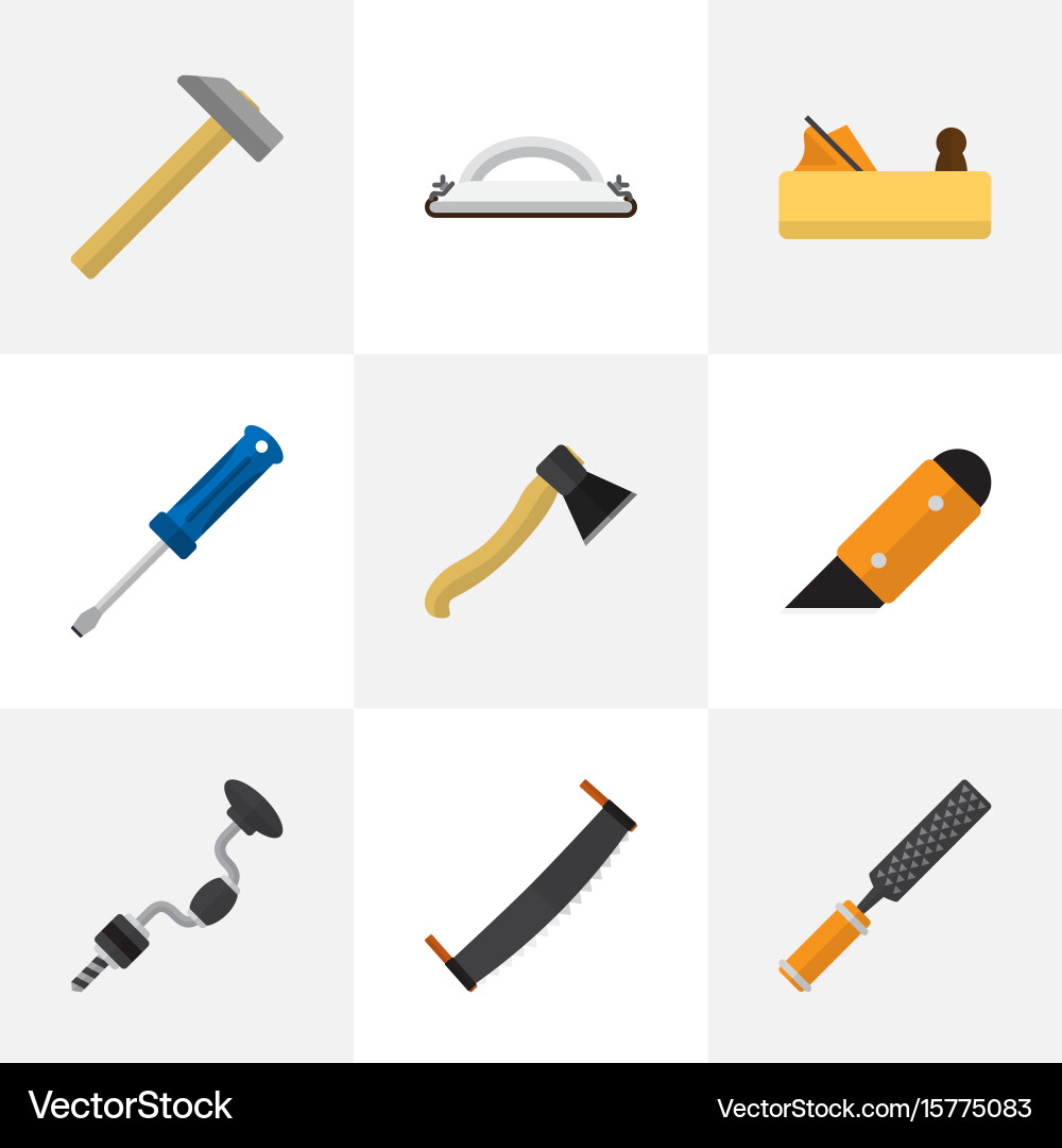 Set of 9 editable instrument icons includes Vector Image