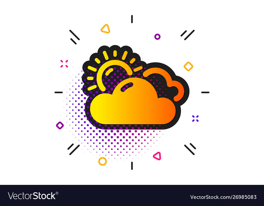 Sunny weather forecast icon clouds with sun sign Vector Image