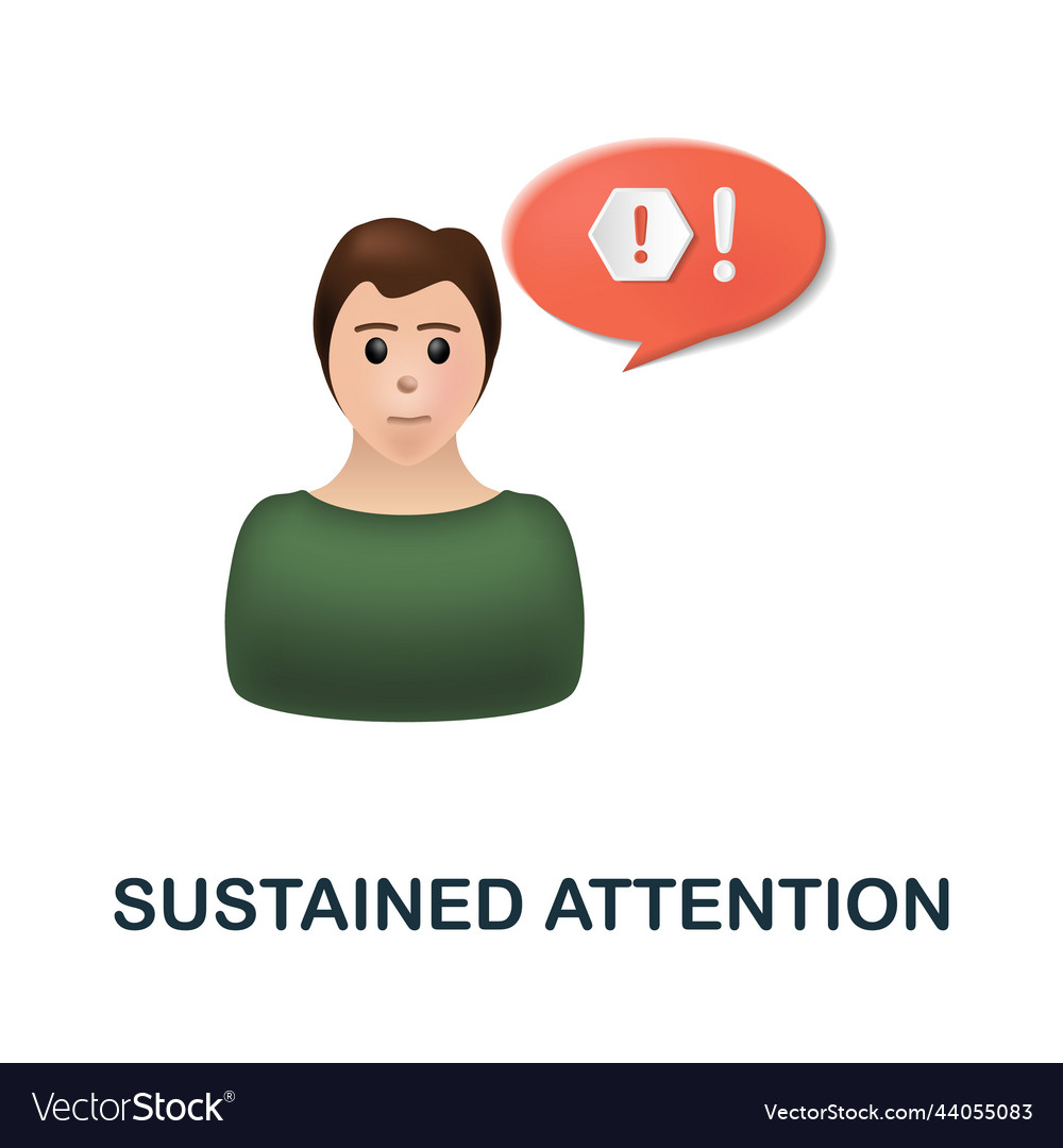 Sustained attention icon 3d from cognitive skills Vector Image