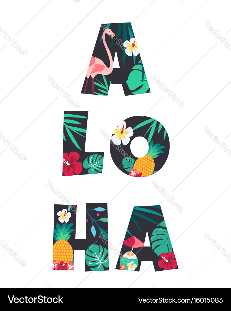 Tropical poster with pineapple flowersflamingo Vector Image