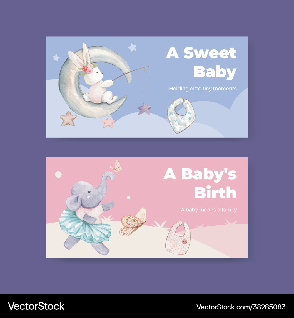 Twitter template with hello baby concept Vector Image