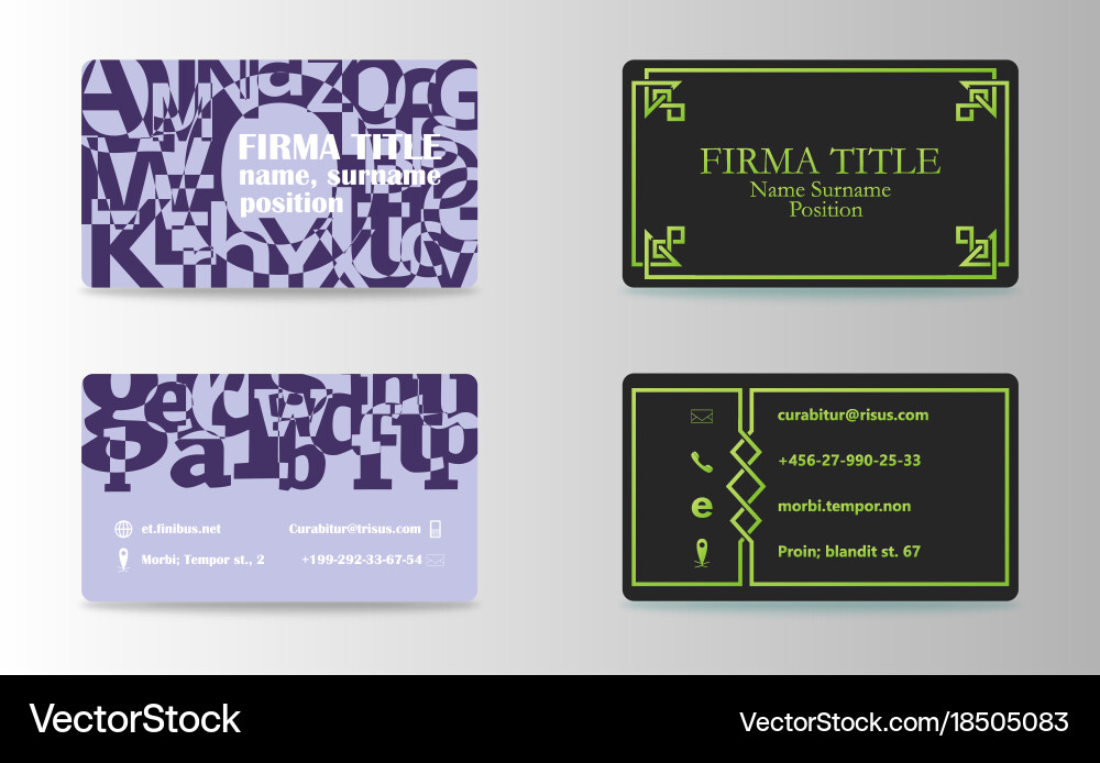 Visiting cards set collection business card Vector Image