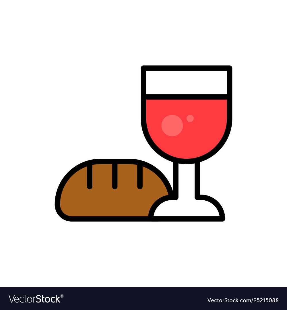 Bread and wine easter filled icon editable stroke Vector Image